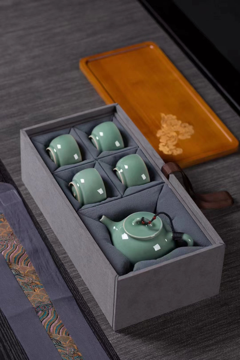 Zen Tea Set plus Bamboo Tray (5 Pcs Set) – Jade Caledon